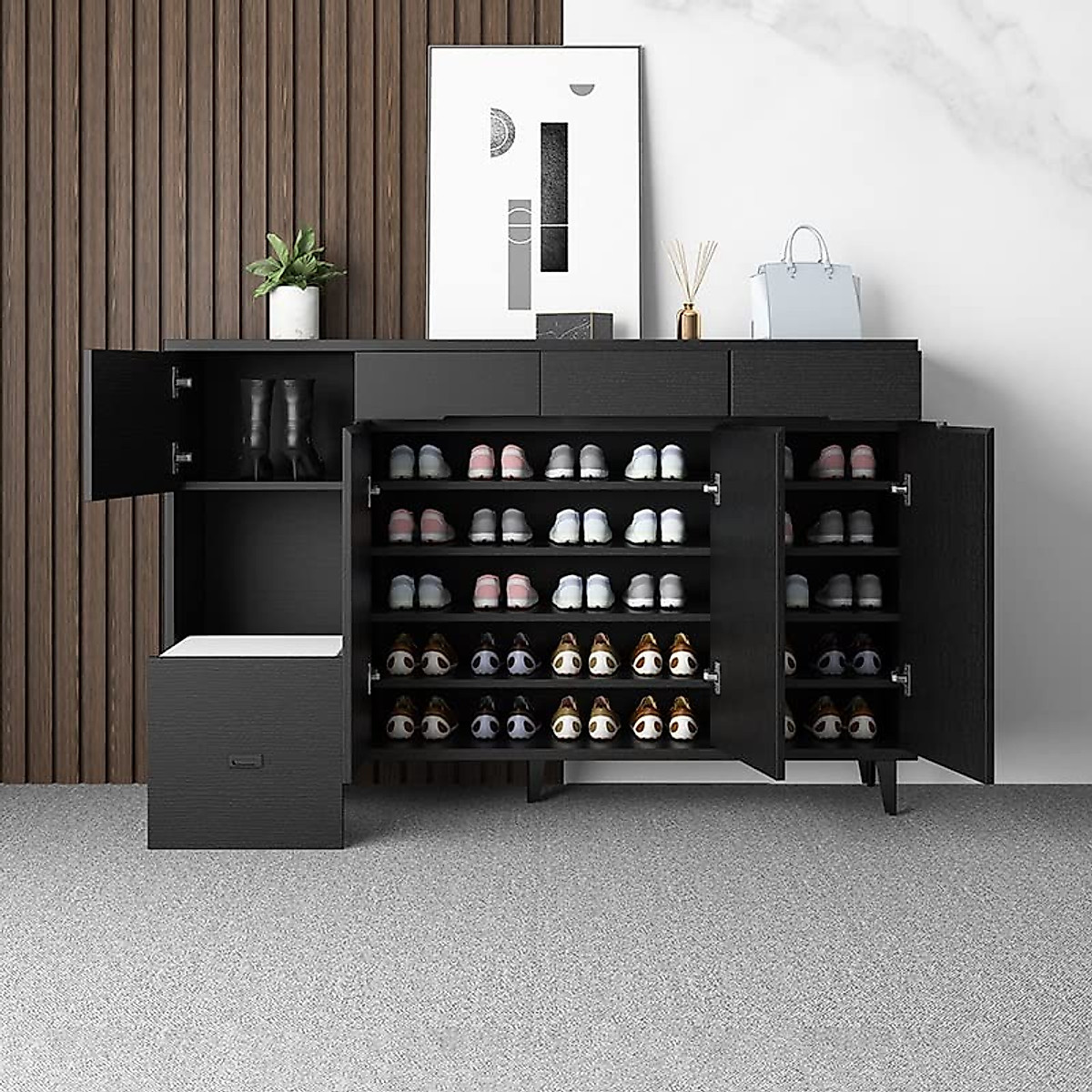n/a Shoe Cabinets Spaace Saaving Entrance Vertical Shoe Cabinets Multilayer Home Furniture (Color : A, Size : 160cm)