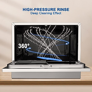 Compact Countertop Dishwasher, GASLAND Chef DW106W Portable Dishwasher with Air Dry Function, Dishwasher with 6 Place Setting and Silverware Basket for Apartment, Dorm and RV, White