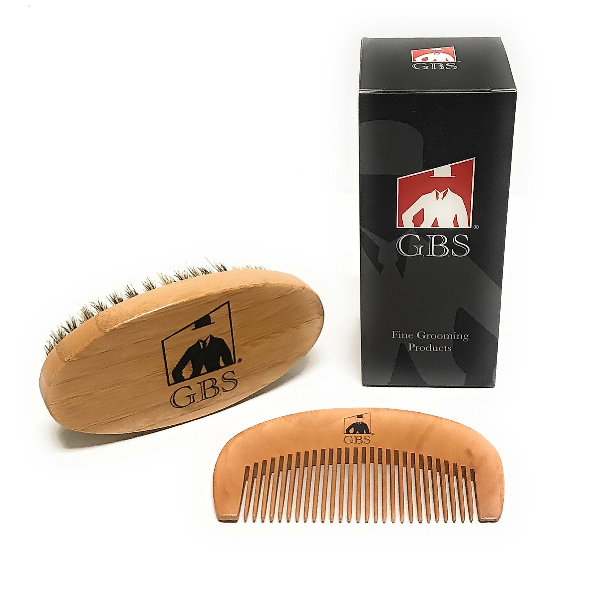 G.B.S Men's Oval Wood Handle Boar Bristle Brush, Beard Comb, Wooden beard comb, Ideal Choice for Men- Professional beard brush for super-stylish beard