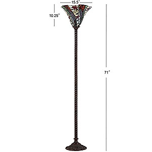 JONATHAN Y JYL8001A Williams Tiffany-Style 71" Torchiere LED Floor Lamp, Tiffany, Traditional, Art Nouveau Style, Office, Living Room, Family Room, Dining Room, Bedroom, Hallway, Foyer, Bronze