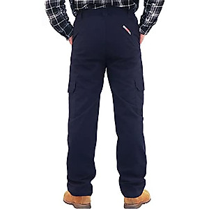 BOCOMAL Men's FR Cargo Pants Fire Resistant Pants Midweight 7.5oz Navy (7 Pockets) Multi-Pockets FR Pants