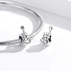 Guitar Charm 925 Sterling Silver Note Charm Music Charm Rainbow Charm Puzzle Charm Love Charm for Pandora Charm Bracelet (Guitar A)