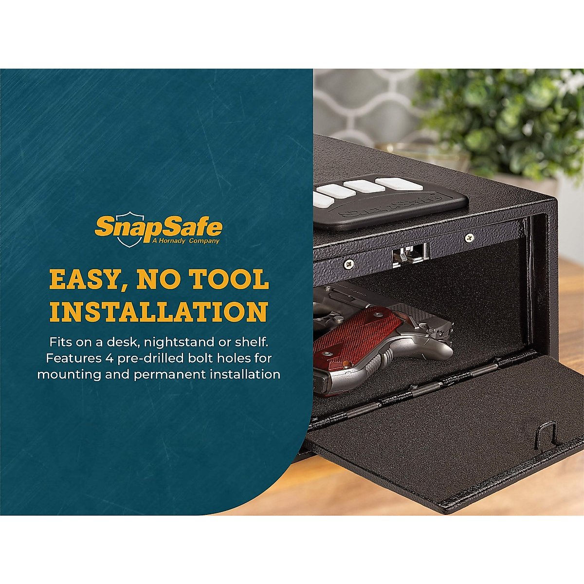 SnapSafe 1 Gun Keypad Vault – Keypad Handgun Vault Safe for Your Pistol and Valuables – 4-6 Keypad Entry with Backup Key – Black, Measures 12 (H) x 8.1 (W) x 5.25 (D) Inches – Item 75433