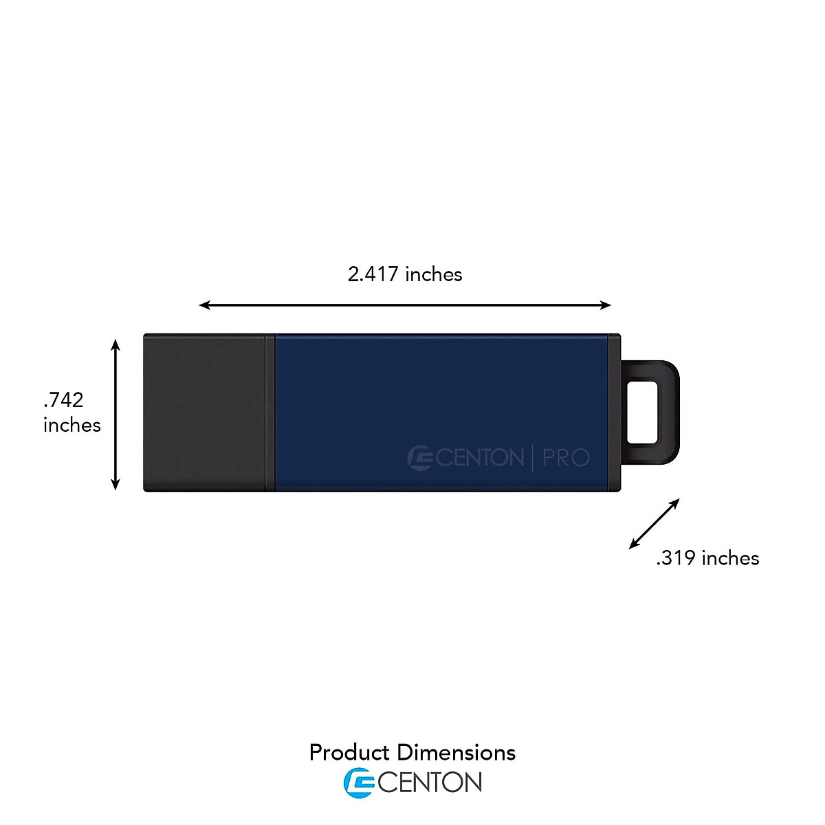 Centon Electronics DataStick Pro USB 2.0 Flash Drive, 16 GB, USB Flash Drives, 10 Bulk Pack, Bright Blue