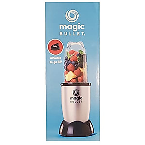 M.B Magic Bullet Essential Personal Blender, Silver - 250W Motor with Tall Cup, stainless steel cross blade and 1 to-go lid