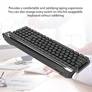 TOPINCN Typewriter Keyboard, 1500mAh Battery Dual Connection Modes Red Switch Retro Bluetooth Mechanical Keyboard with Keypad for Gaming (Black)