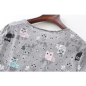 PNAEONG Women Pajama Set Sleepwear Tops with Capri Pants Casual and Fun Prints Pajama Sets SY215-Gray Owl-M