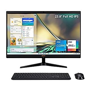 Acer Aspire C24-1700-UR12 AIO Desktop | 23.8" Full HD IPS Display | 12th Gen Intel Core i5-1235U | Intel Iris Xe Graphics | 8GB DDR4 | 512GB NVMe M.2 SSD | Intel Wireless Wi-Fi 6 | Windows 11 Home
