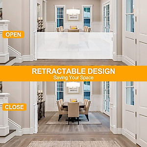 Mom's Choice Awards Winner - WOMHOM 100 Inch Extra Wide Retractable Baby Gates Extra Wide Baby gate for Large Opening Extra Long Dog Gates for The House Extra Large Pet Gate for Dogs Indoor Baby Fence