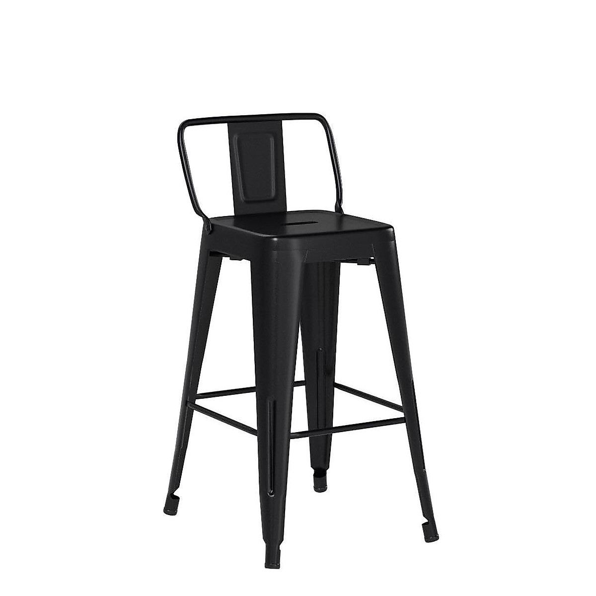 Andeworld Bar Stools Set of 4 Counter Height Stools Industrial Metal Barstools with Backrests (24 inch, Black)
