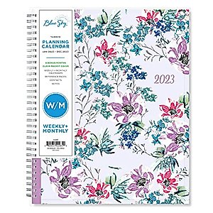 Blue Sky 2023 Weekly and Monthly Planner, January - December, 8.5" x 11", Clear Pocket Cover, Wirebound, Laila (142085)