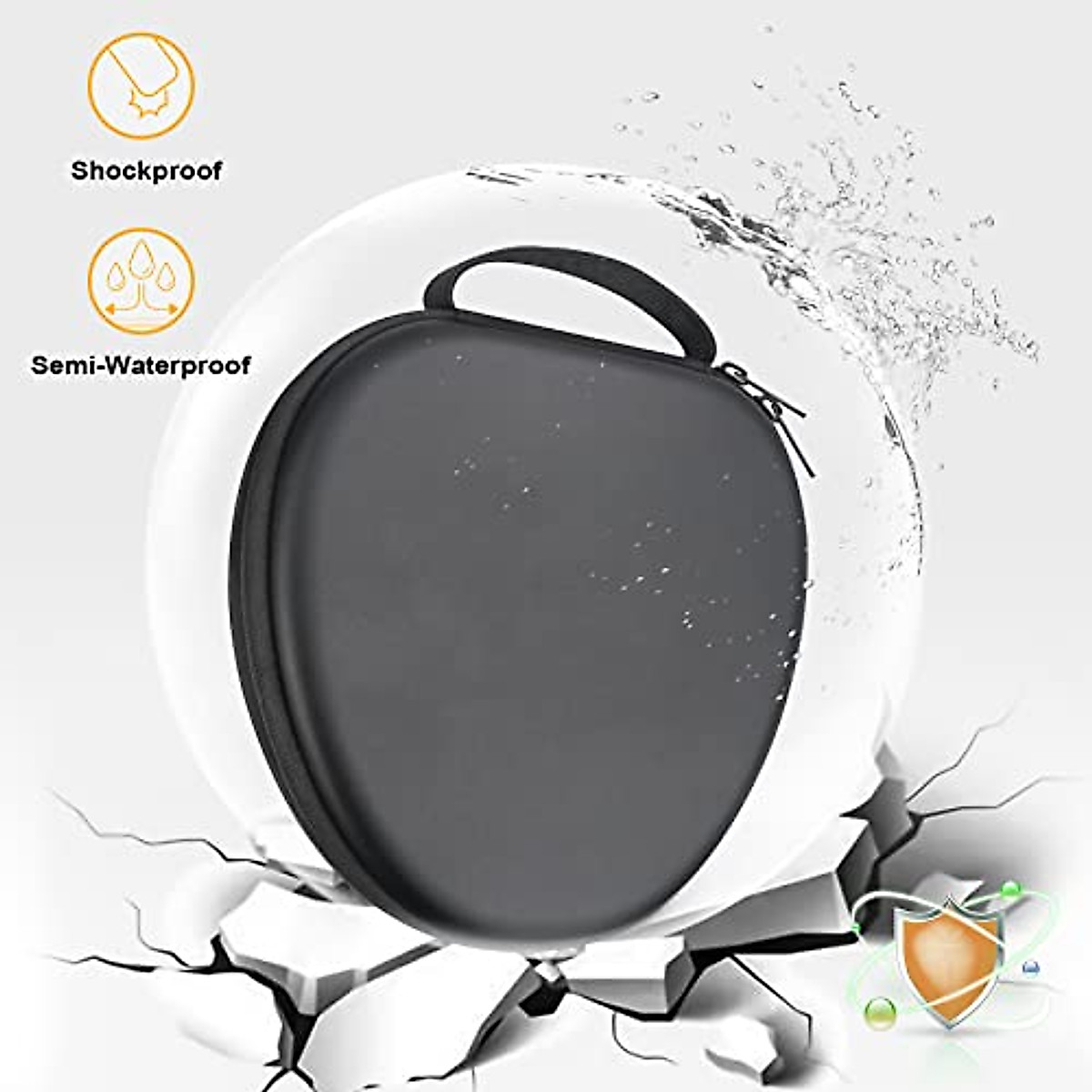 Canboc Hard Case for New Apple AirPods Max Headphone Supports Sleep Mode,Travel Carrying Storage AirPods Max Bag, Extra Space fits Cable, Charger, Black