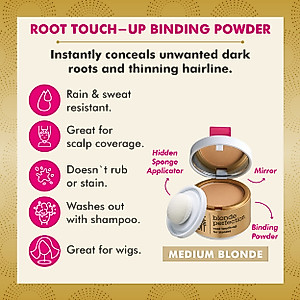 Style Edit Root Touch Up Powder | Temporary Color for Medium Blonde, Dark Roots, Highlights and Grays | Mineral-Infused Concealer for Thinning Hair and Hairline | 0.14 oz.