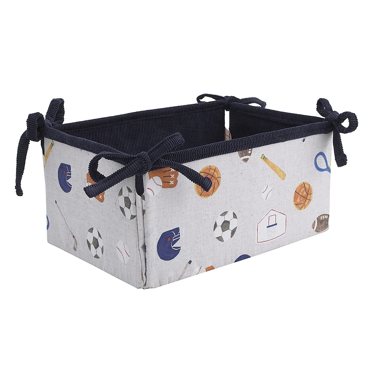 NOJO Team All Star Navy, Grey, and Light Blue, Football, Baseball, Soccer and Basketball, 4 Piece Nursery Crib Bedding Set - Comforter, 100% Cotton Fitted Crib Sheet, Crib Skirt and Storage Tote