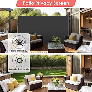 Retractable Side Screen Awning, UV Resistant, Waterproof, Patio Privacy Screen for Garden, Balcony, Courtyard(Dark Grey), 118.1" x 70.9"