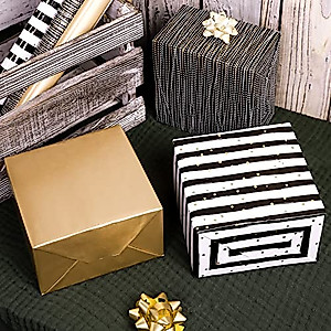 MAYPLUSS Wrapping Paper Roll - Mini Roll - 17 inch X 120 inch Per roll - 3 Different Black Gold Design (42.3 sq.ft.ttl)