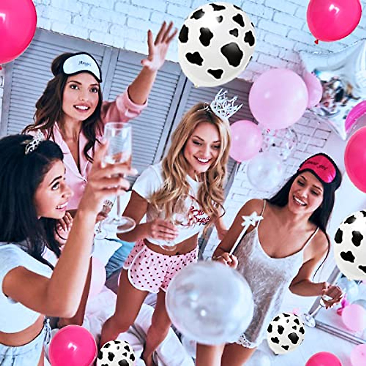 Cow Balloon Garland Arch Kit - 122PCS Cows Balloons Rose Red Pink Silver Star Balloons for Cowgirl Birthday Baby Bridal Shower Western Cow Theme Last Rodeo Bachelorette Party Decorations