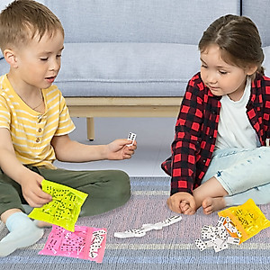 ArtCreativity Domino Game Set - Pack of 12 - Each Domino Set Includes 28 Pieces Per Neon Pink, Yellow, Green and Orange Bags - Great School, Carnival Prizes - Awesome Party Favor - Fun Game for Kids