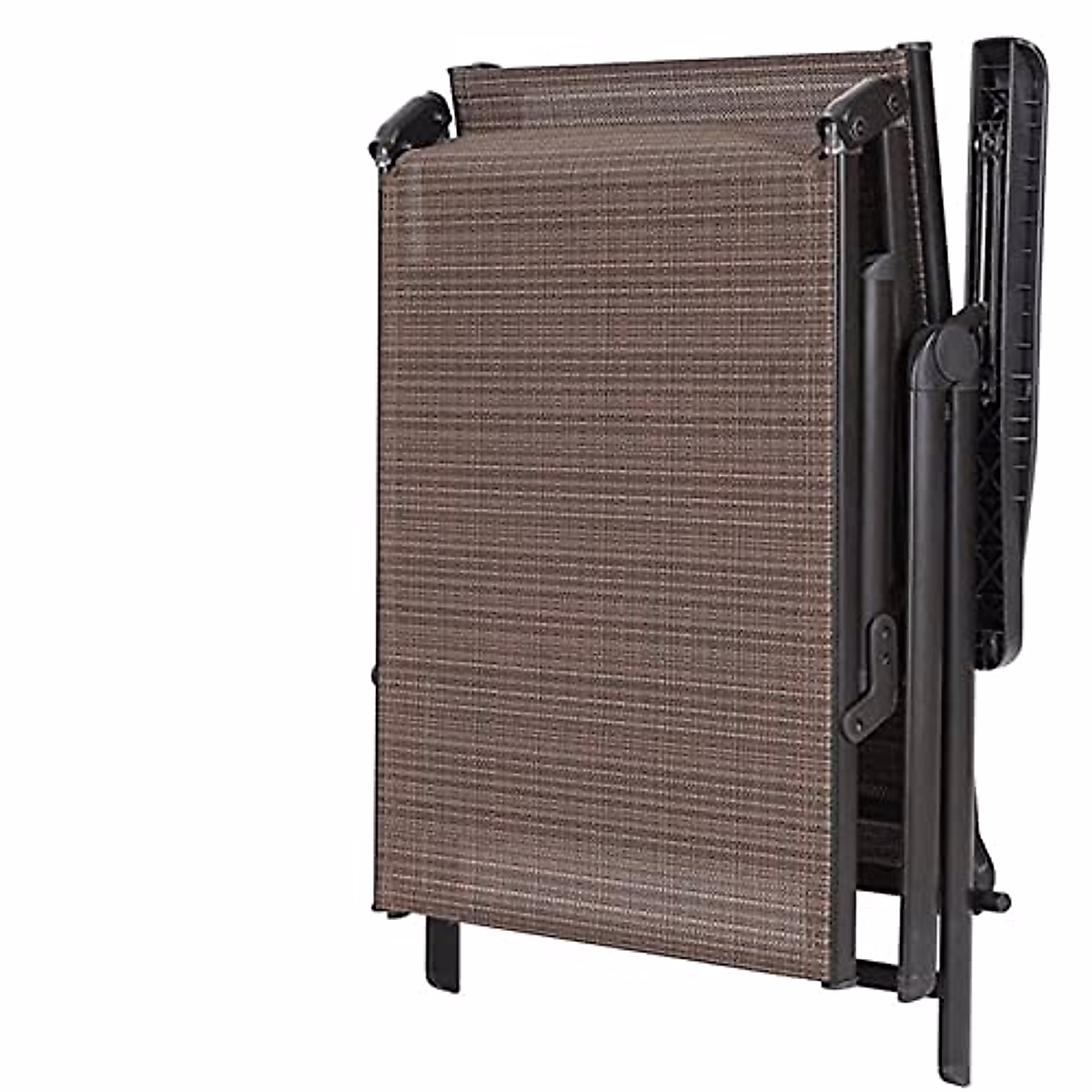 MFSTUDIO 2 Piece 5 Stages Adjustable Folding Lounge Deck Chair,Outdoor Patio Metal Beach Yard Pool Recliner Chaise - Brown