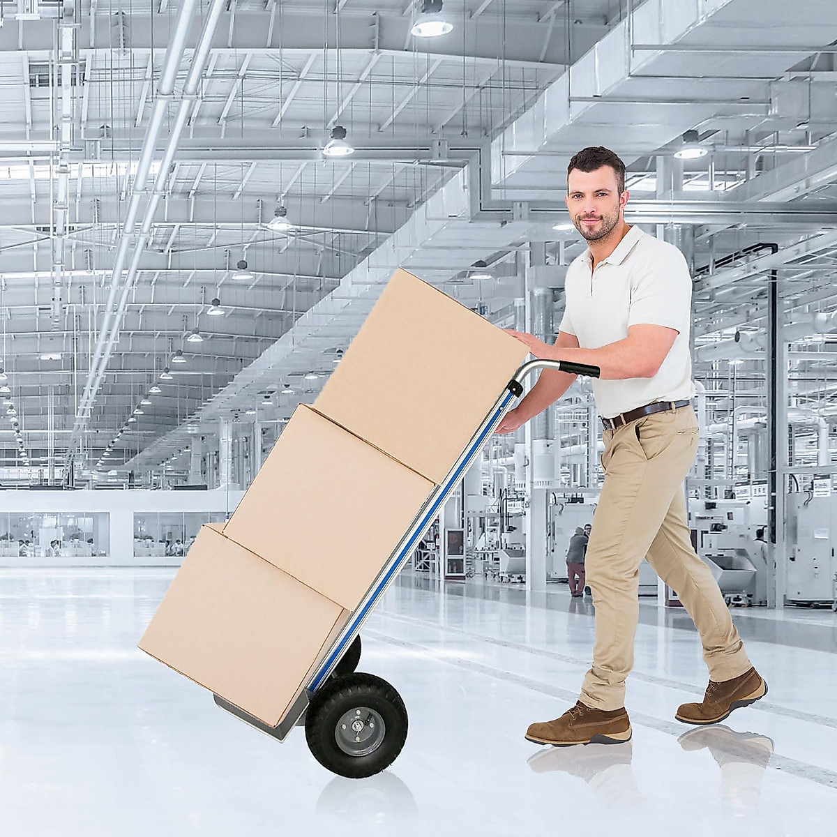 JXUFDHO Hand Truck Heavy Duty, Hand Truck Dolly 400lbs Capacity, Dolly Cart with Pneumatic Tire for Moving Home, Workshop, Office