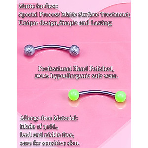 Oufksiyy 48PCS 14G Glow in The Dark Snake Eyes Tongue Rings Surgical Steel Curved Barbell Nipplerings Nipple Ring Body Piercing Jewelry for Women Men Long Barbell Bridge Tongue Rings