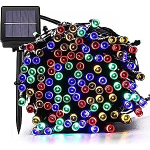 [50 Led] Solar Outdoor Blossom Lights Outside Flower String Lights Decorations, 8 Mode (Steady, Flash), Waterproof, Fairy Lamp for Patio, Garden, Yard, Porch, Fence, Christmas Tree (Multi Color)