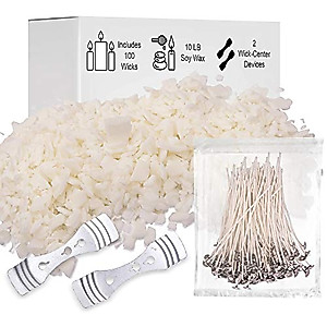 Etienne Alair Natural Soy Wax Kit - Includes; 10 Lbs Soy Candle Wax Flakes, 100 Cotton Wicks, 2 Wick Holders.