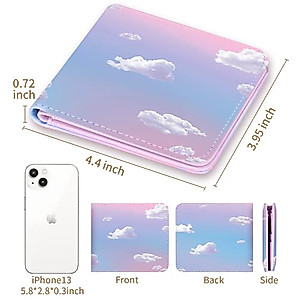 Girls Cute Kawaii Wallet Cloud Aesthetic Women Womens Cool Funny Leather Credit Id Card Cash Holder Woman Rfid Blocking Zipper Wallets With Coin Pocket Id Window Female Bifold Little Girl