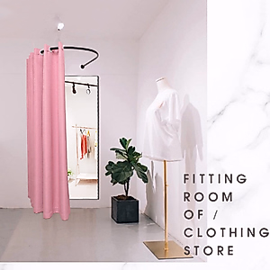 HIYOUGO Fitting Room Clothing Store, Simple Portable Dressing Room Wall-Mounted Changing Room with U Shaped Rod Privacy Screen for forboutique retail store kiosk shop (Size:80x85x200cm,Color:Pink)