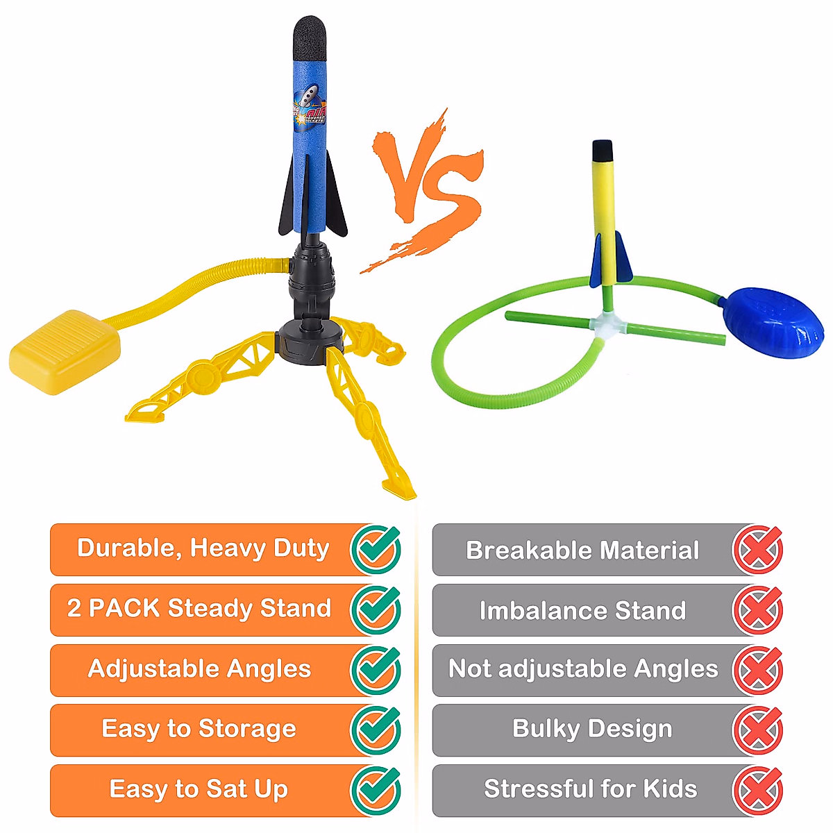 Rocket Toy Outdoor Rocket Launcher for Kids, Shoots Up to 100 Feet, 6 Colorful Rockets and 3 Planes with 2 Sturdy Launcher Toy Stand, Birthday Gift for Boys Girls Age 3-12