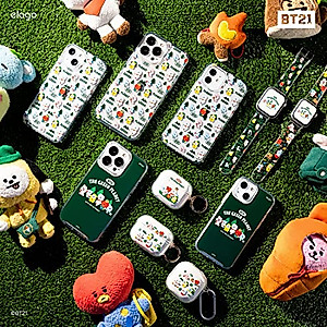 elago l BT21 Green Planet Case Compatible with Apple AirPods Pro, Durable TPU Material, Reduced Yellowing, Clear Protection, Supports Wireless Charging [Official Merchandise] (Forest)