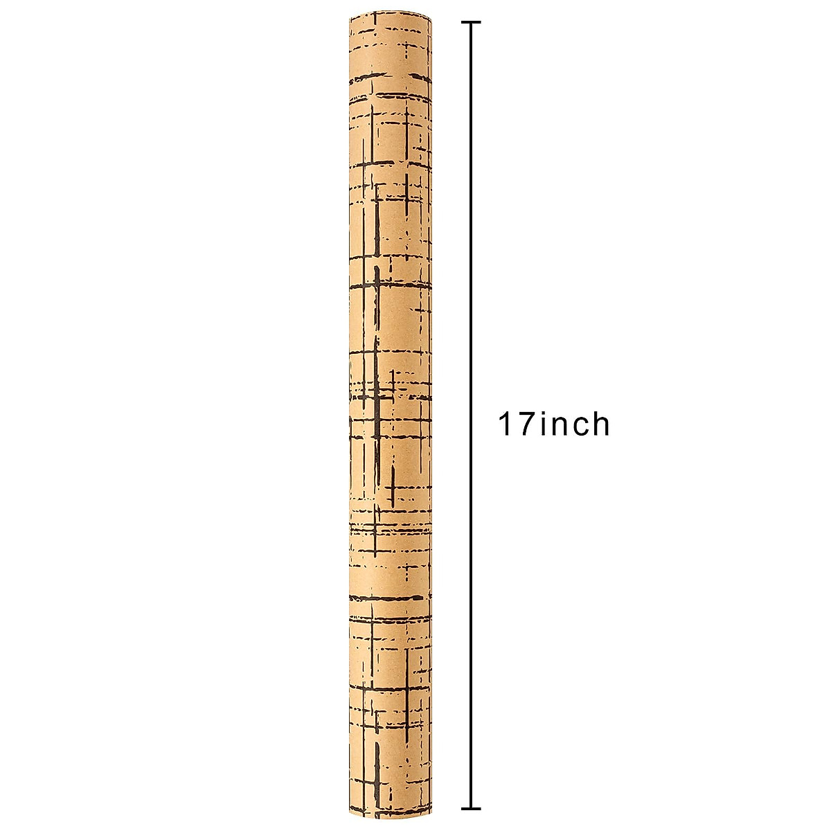 Merture Kraft Wrapping Paper Roll, Brown Gift Wrap with Dynamic Plaid Pattern - 17 In X 32.8 Ft Black Stripe Wrapping Paper for Christmas, Wedding, Father's Day, Mother's Day, Valentines Day - 1 Roll (46.5 sqft.)