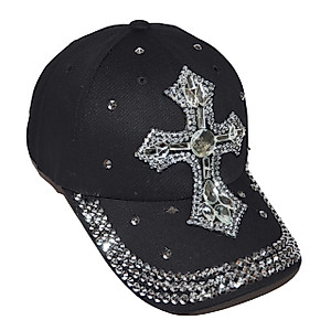 Popfizzy Bling Baseball Cap for Women and Girls, Fun Bedazzled Hats, Shiny Rhinestone Denim and Diamond Hat, Sparkly Gifts