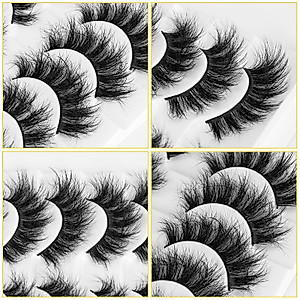 KOUSEI Eyelashes 6 Pairs Fluffy Dramatic Faux Mink Lashes Natural False Eyelashes Handmade Fake Lashes(0.05mm Thickness) black
