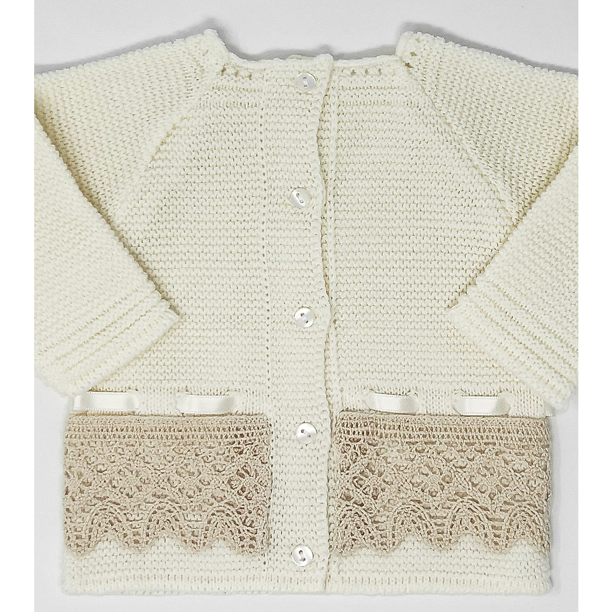 Escalett Layette Newborn Baby Knitted Clothes Set, Coming Home Infant Knit Outfit for Boys and Girls (1136, Beige, Newborn)