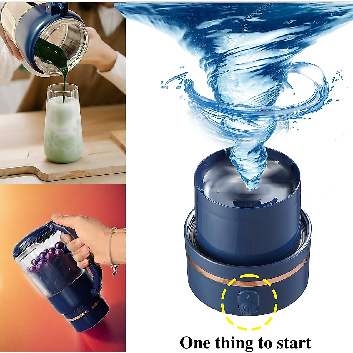 Portable Blender - Personal Size Blender for Shakes and Smoothies with 8 Ultra Sharp Blades, 12 Oz Mini Blender USB Rechargeable for Travel/Picnic/Office/Gym