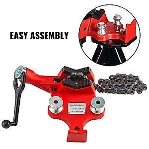 VEVOR Screw Bench Chain Vise | 1/8"-5" Pipe Capacity | Heavy Duty Pipe Chain Vise with Crank Handle | Neoprene-Coated Jaw | Durable Cast Iron Material | Ideal for Various Pipes