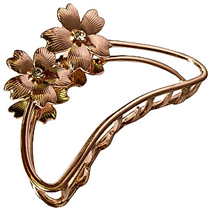 TANG SONG 4PCS Double Flowers Shaped Metal Hair Claw Clips Hair Catch Barrette Jaw Clamp for Women Half Bun Hairpins for Thick Hair (Silver+Gold+Rose Gold+Black)
