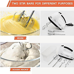BEGTRO-7 Speed,hand mixer, Domestic Kitchen Egg beater/Spiralizer vegetable chopper Bread flour dough whisk electric hand whisk, Professional food chopper white with, Snap-on lid