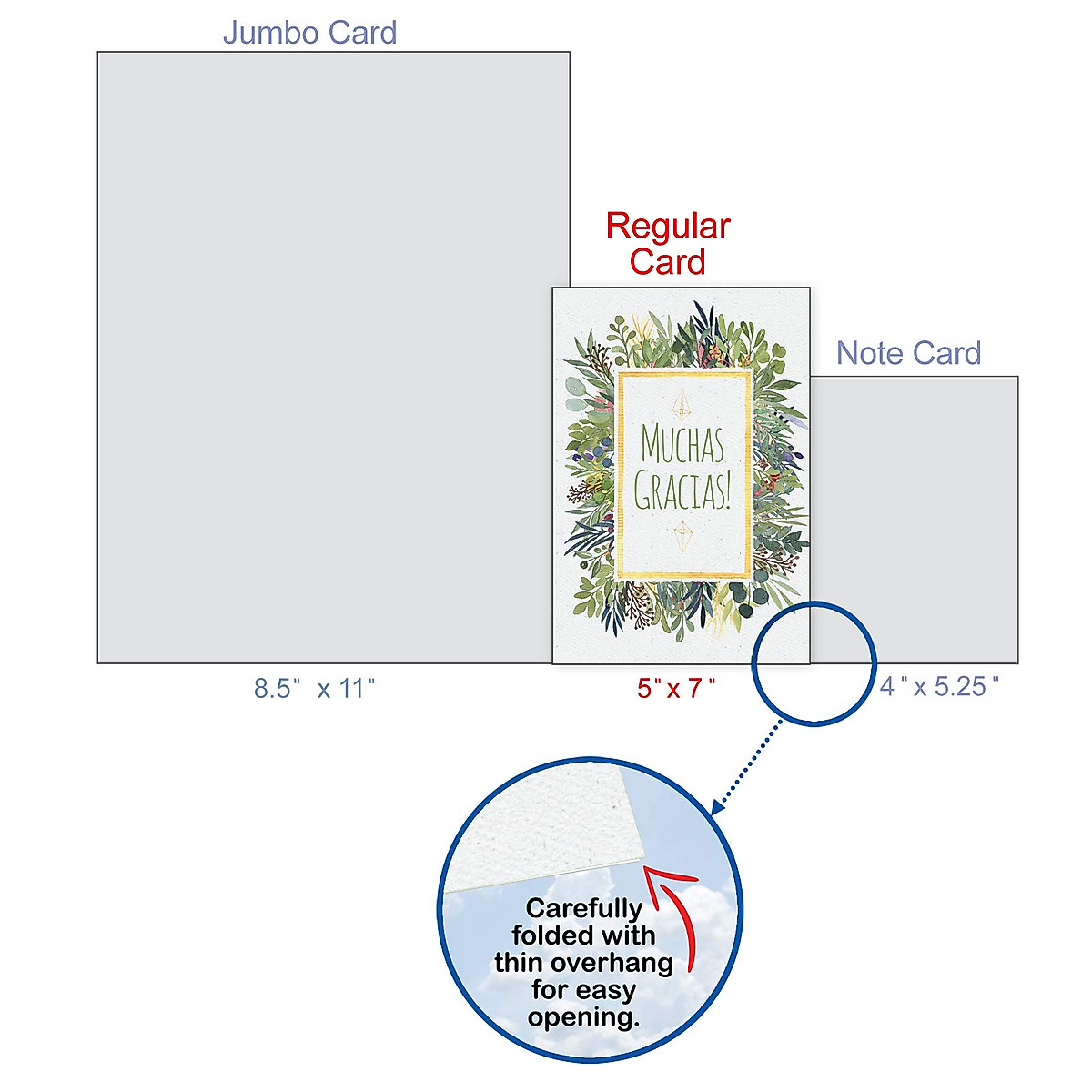 NobleWorks - 1 Spanish Thank You Card with Envelope - Espanol Gratitude Stationery Greeting - Muchas Gracias C6649TYG-SL