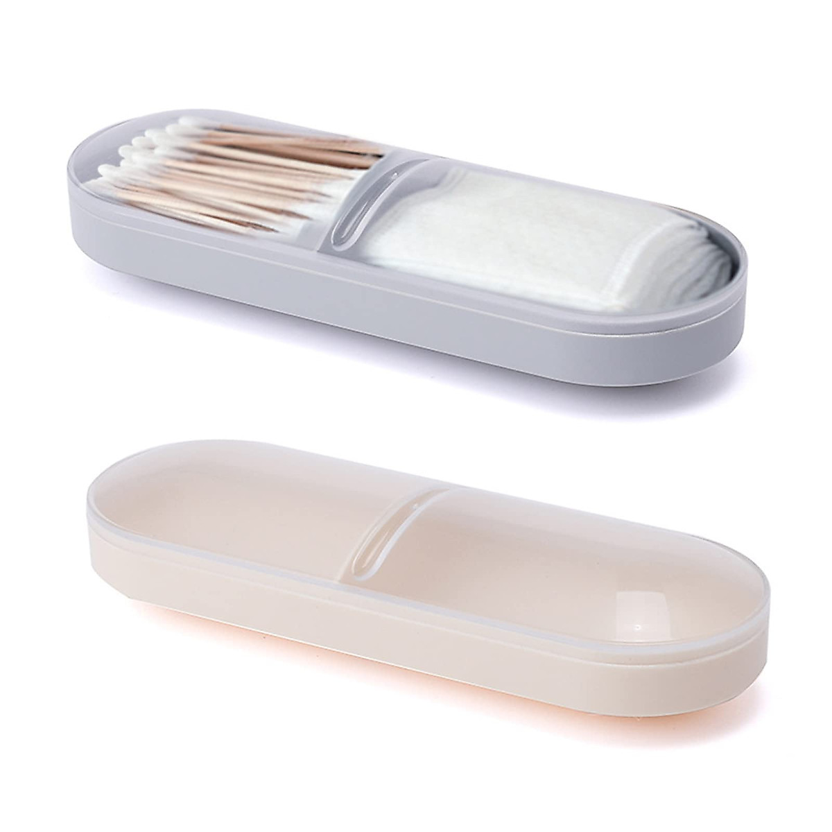 Portable Travel Cotton Pad Storage Case Cotton Swab Ball Holder Dispenser Sponge and Cosmetic Storage Box with Transparent Lid Storage Jar Sanitary Napkins Pad Container Dental Sealed Floss Box 2 Pcs