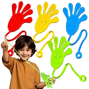 Christmas 40Pcs Large Sticky Hands Party Favors Pack, 9 inches in Total Length, Party Favors, Gifts For Birthday, Goodie Bag Classroom Prizes Christmas Stocking Stuffer, 4 colors (Sticky Hands)