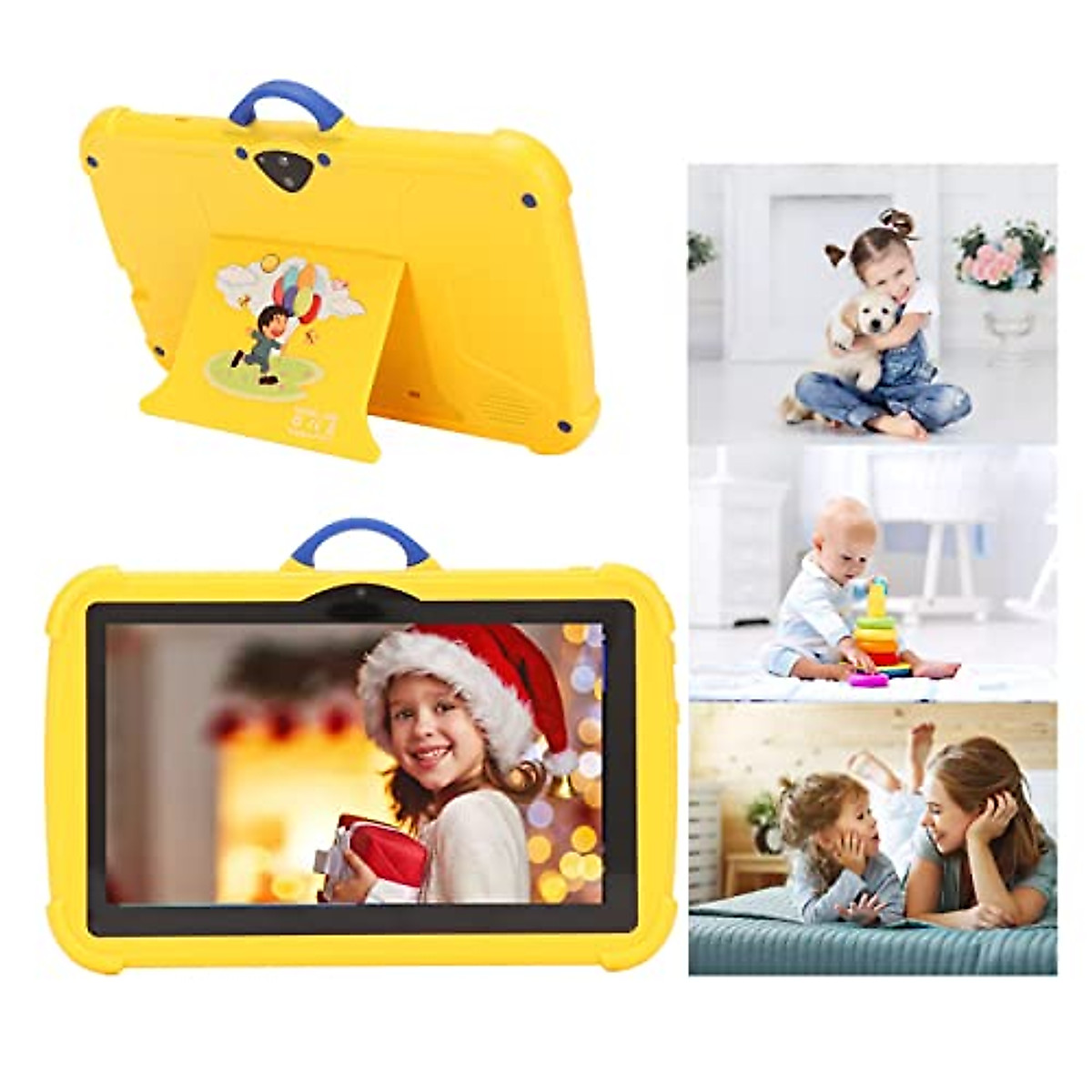 7 Inch Kids Tablet, for Android 6.0 HD Eye Protection Screen Tablet 1GB RAM 8GB ROM, 2MP 2MP Dual Cameras, Bluetooth Learning Toddler Tablet with Stand Protective Case(Yellow)