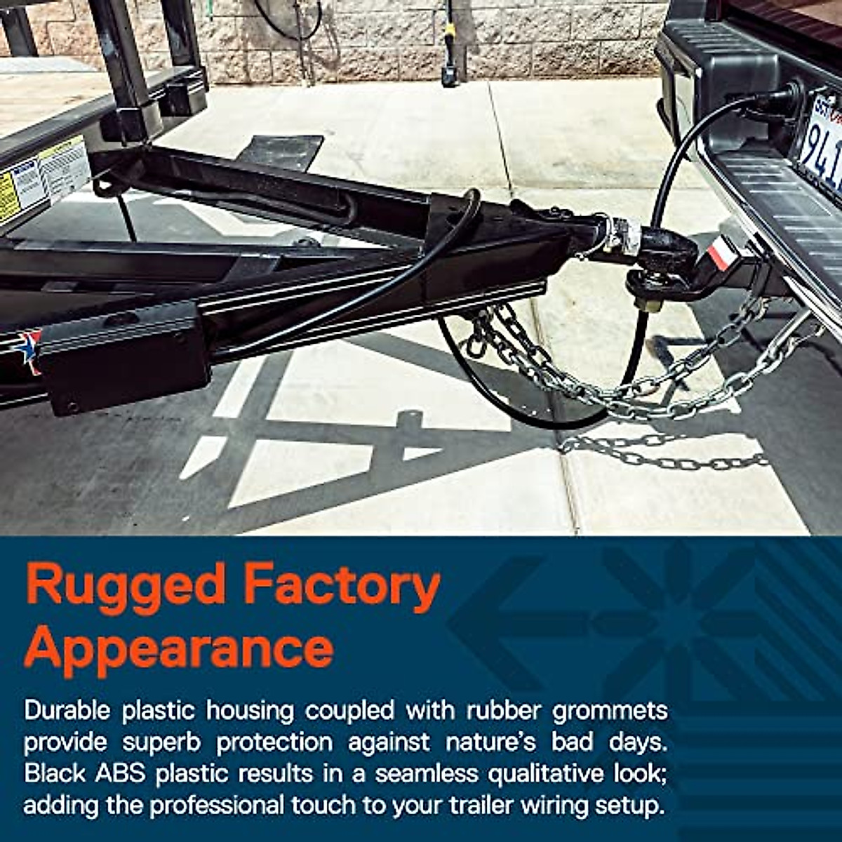 True Mods 8ft 7-Way Trailer Plug Wiring Harness w/ 7 Gang Trailer Junction Box [7-Pin Trailer Cord Wire Cable] [Waterproof] 7 Prong Trailer Wire/Cable Connection Box