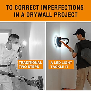 MAXXT Drywall Sander Electric Foldable Wall Sander REAL self-priming system LED light telescopic handle variable speed 6.5A motor six 9-inch sanding discs dust bag