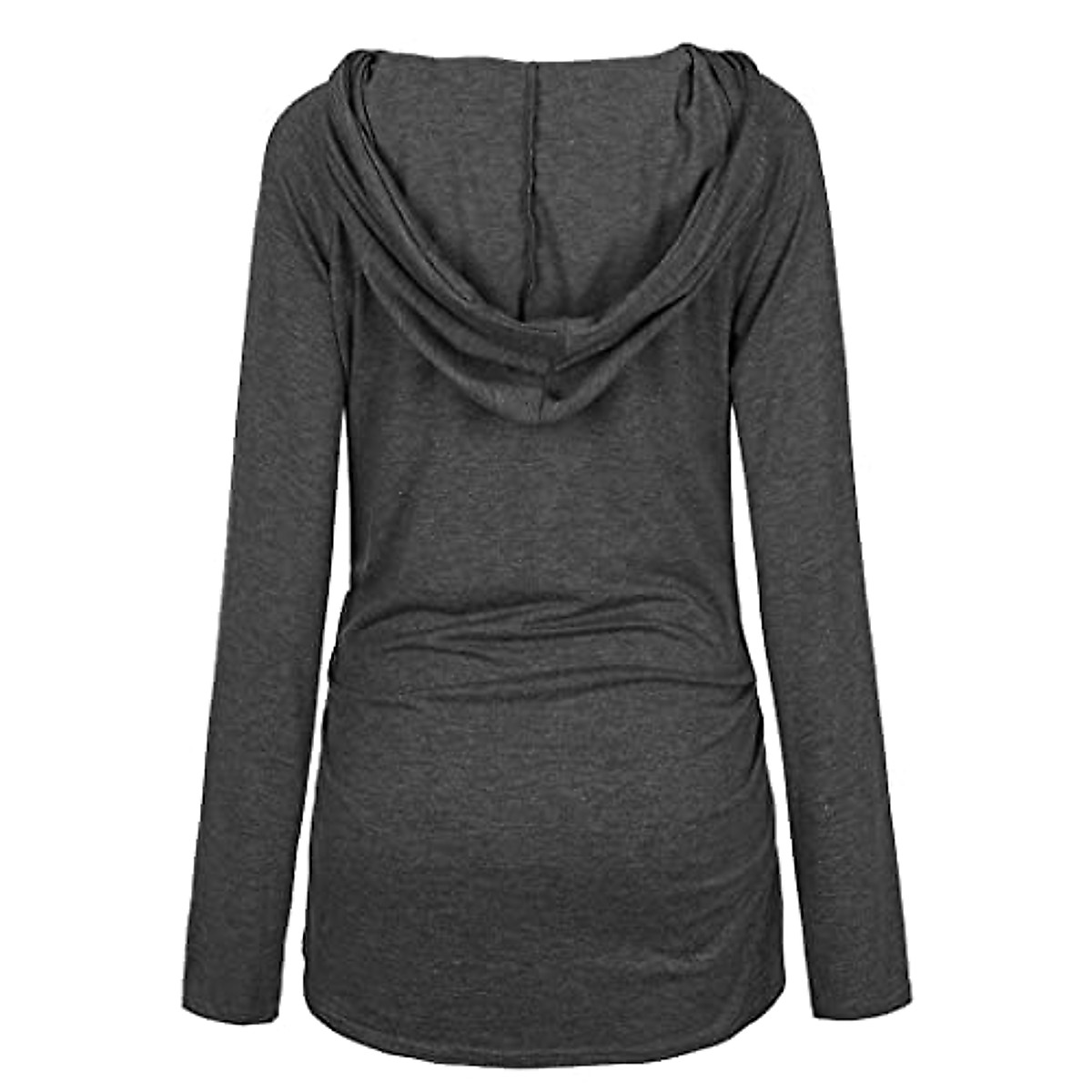 Hanweini Maternity Hoodie Tops Sweatshirt Casual Long Sleeve Ruched Pregnancy Shirt Tunics (Grey,Medium)