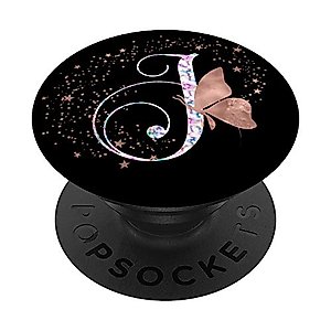 Letter J Initial Rainbow Watercolor Butterfly Monogram PopSockets Swappable PopGrip