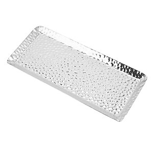 Pastry Serving Tray, Widely Applicable Dishwasher Safe Hammered Multi Purpose Mirror Surface Serving Platter for Home(Silver)
