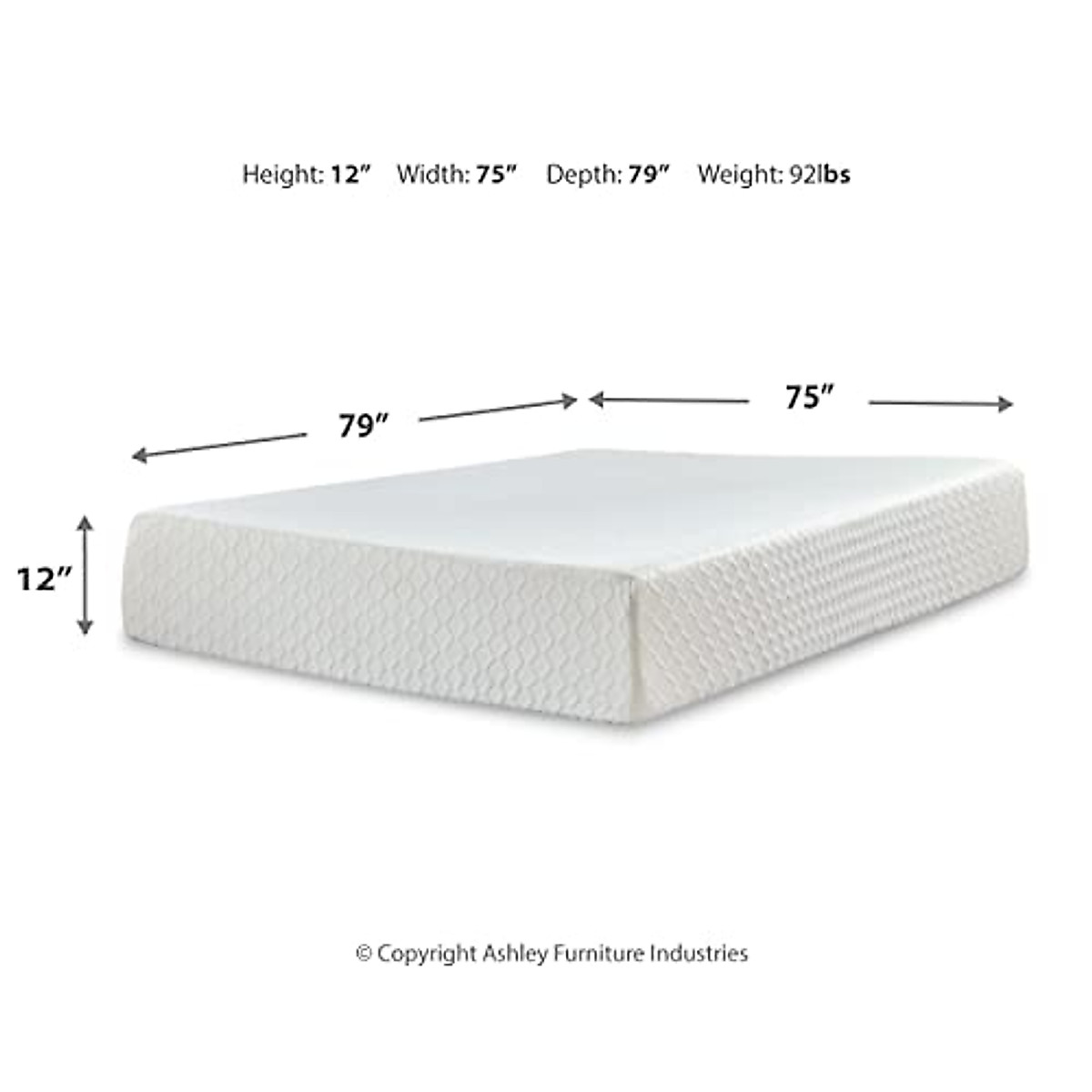 Signature Design by Ashley Chime 12 Inch Medium Firm Memory Foam Mattress, CertiPUR-US Certified, King