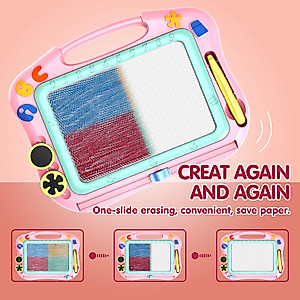 LOFEE Magnetic Drawing Doodle Board - Birthday Gift for Girls Age 1-4 - Small Travel Toy